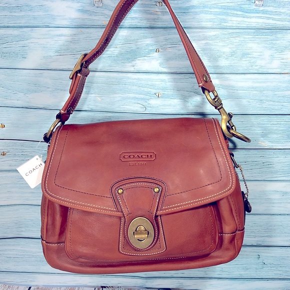 Coach | Bags | Coach Ali Leather Shoulder Flap Bag Whiskey Brass No ...